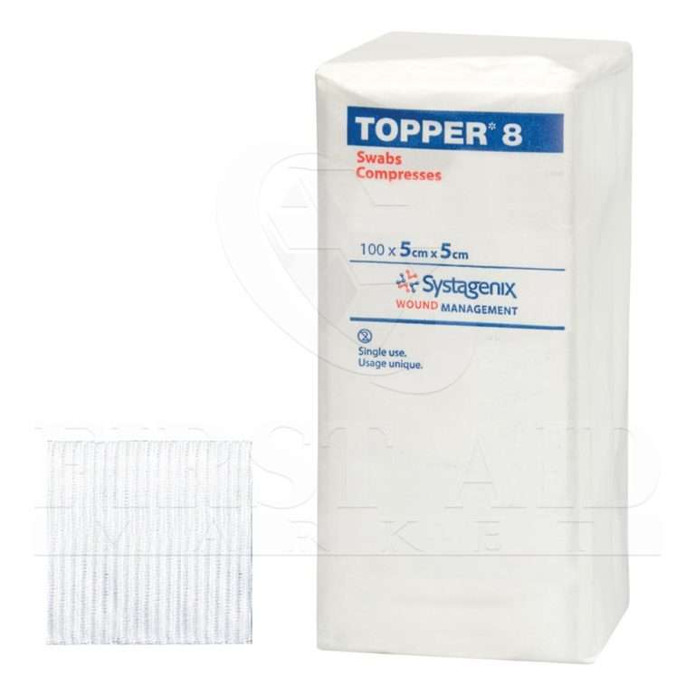 Topper-8 Swabs, 4-Ply, 100/Package - First Aid Market
