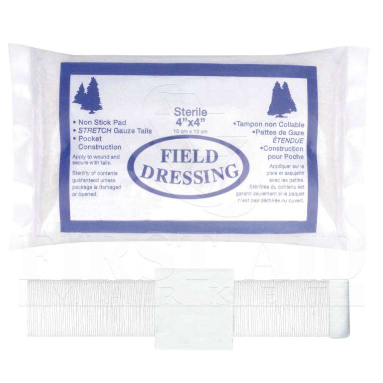 Compress Bandage Field Dressing, 10.2 x 10.2cm - First Aid Market
