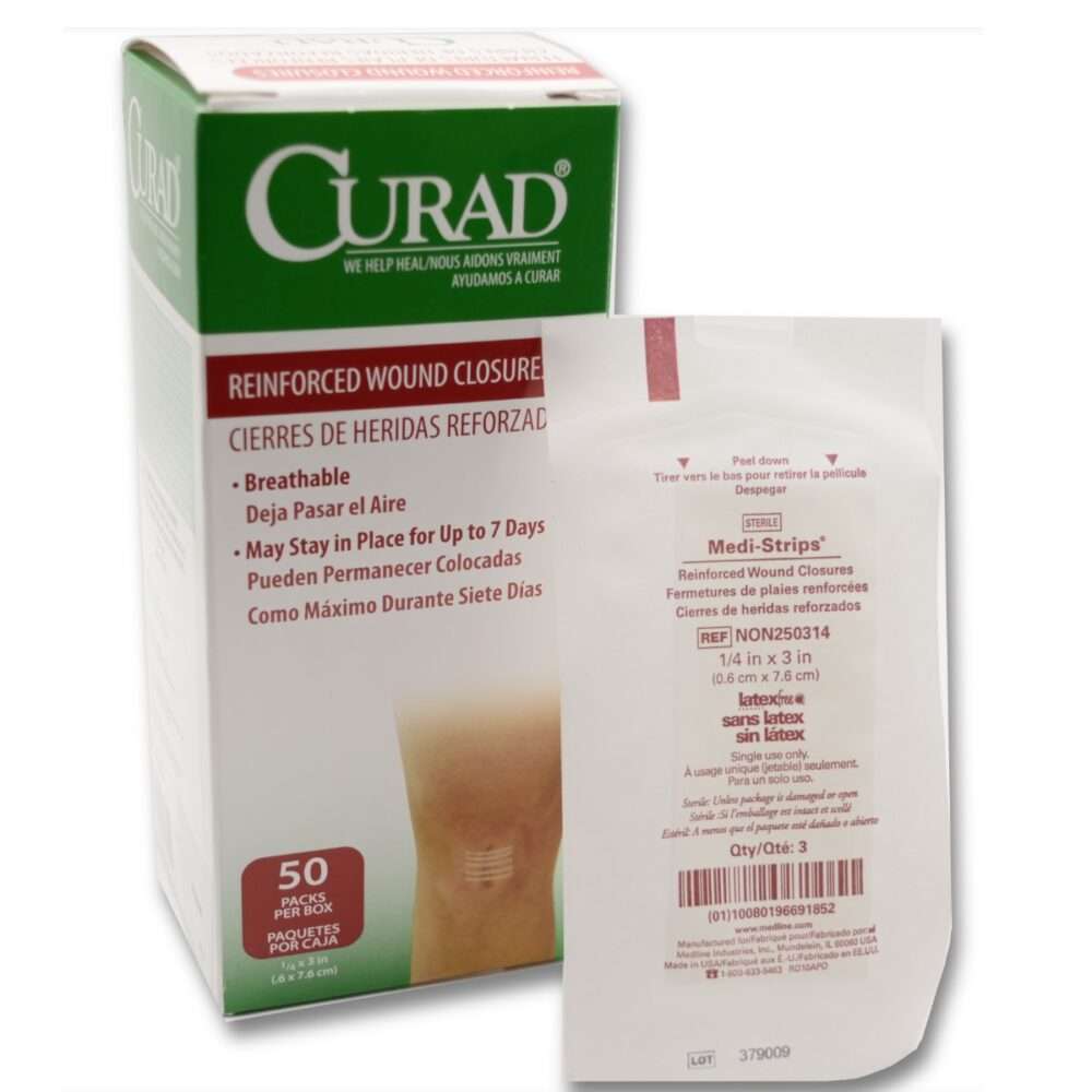 CURAD Medi-Strip Wound Closure Strips, 1/4" x 3", 150/Box - First Aid ...