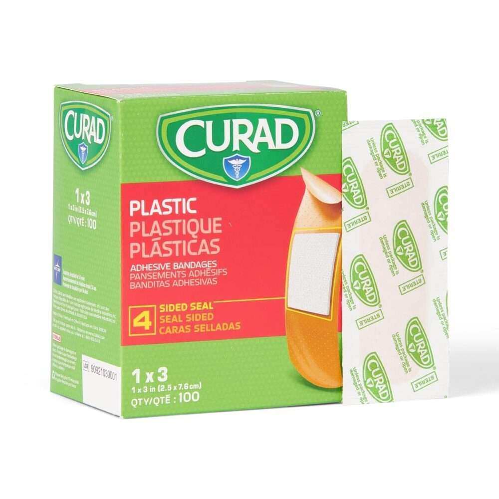 CURAD Plastic Adhesive Bandages, 1" x 3", 100/Box - First Aid Market