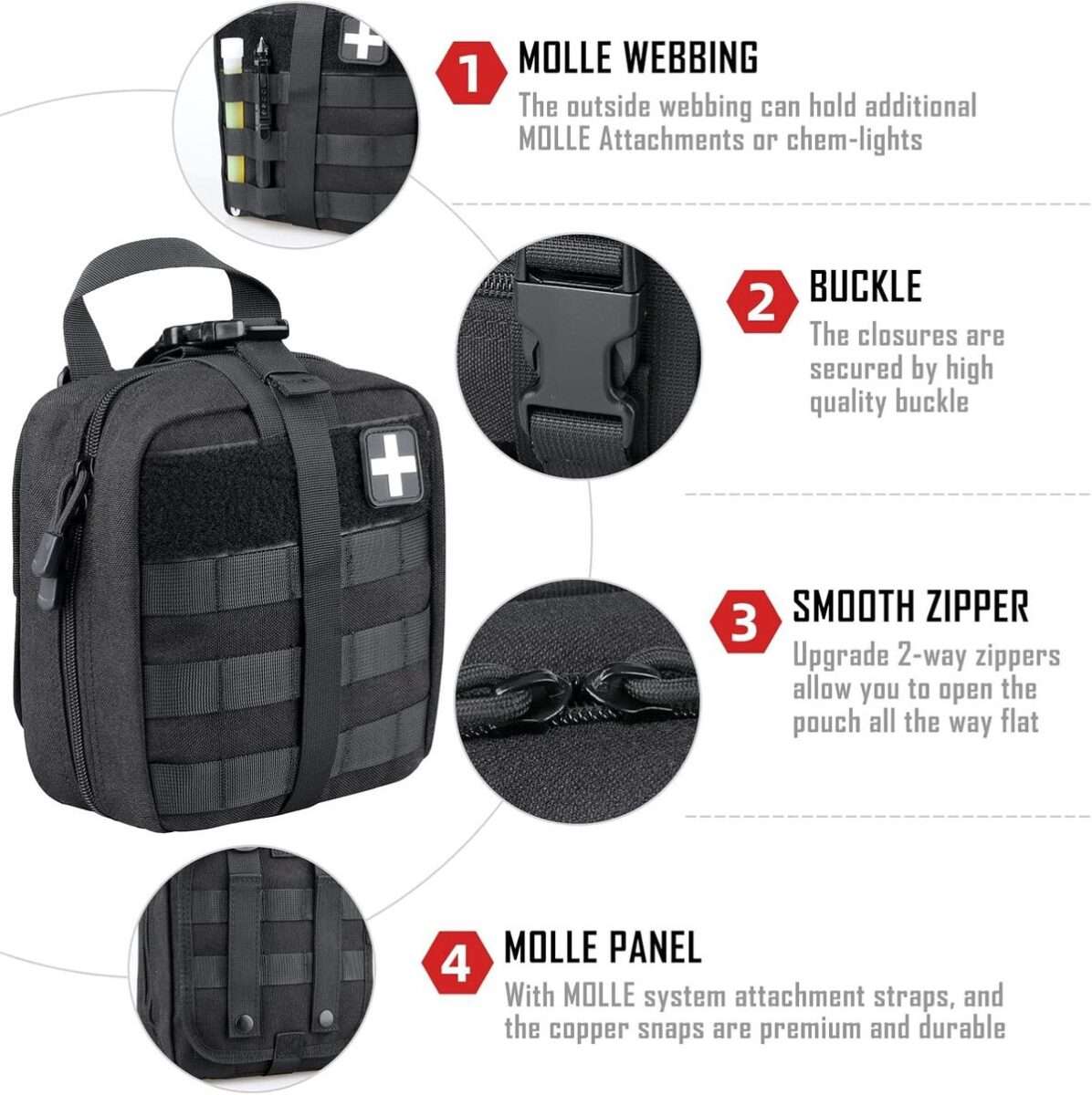First Aid Pouch - IFAK Bag, Molle EMT Rip-Away Design - First Aid Market